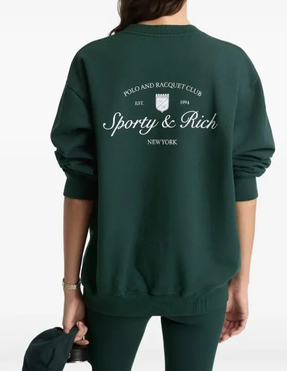 SPORTY  RICH Sporty & Rich Printed Crew Neck Sweater