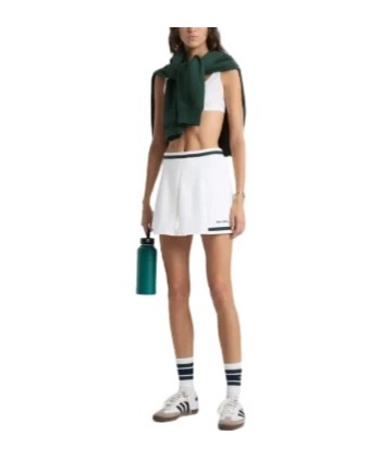 SPORTY  RICH Sporty & Rich Mila Striped Pleated Mini Skirt