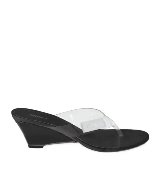 Coperni Wedge Thong Sandals With Transparent Straps - Black