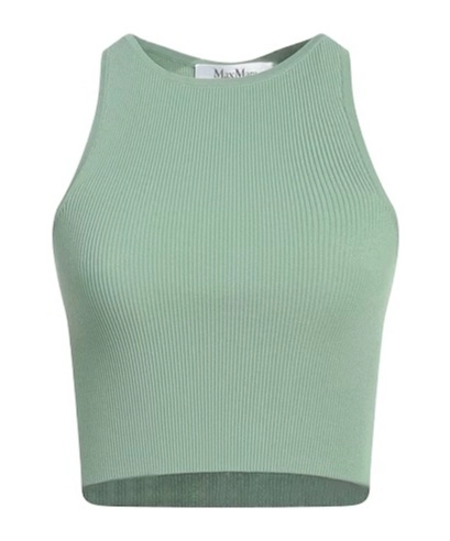 Max Mara Solid Sleeveless Cropped Top - Green