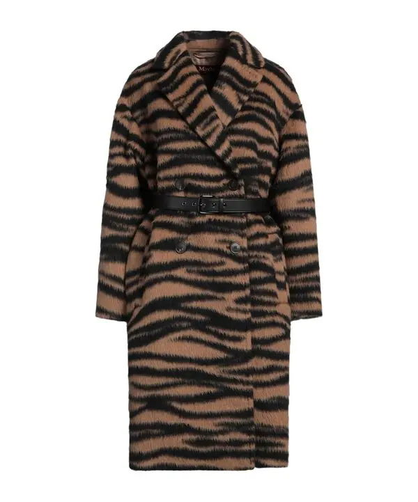 Max Mara Double-breasted Belted Coat With Tiger Print