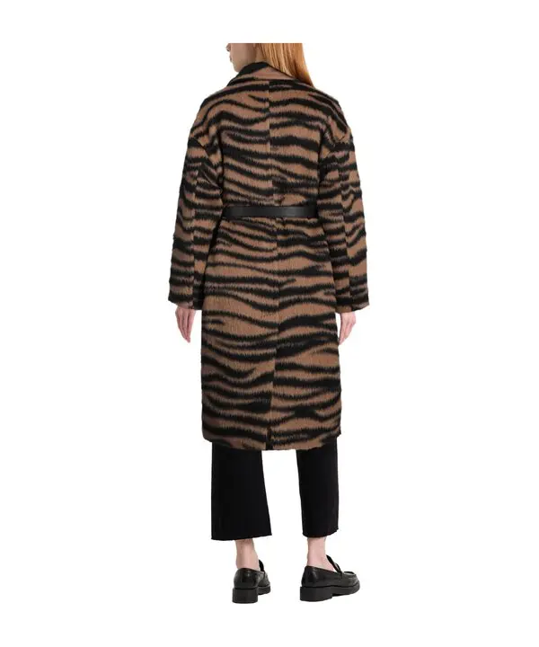 Max Mara Double-breasted Belted Coat With Tiger Print