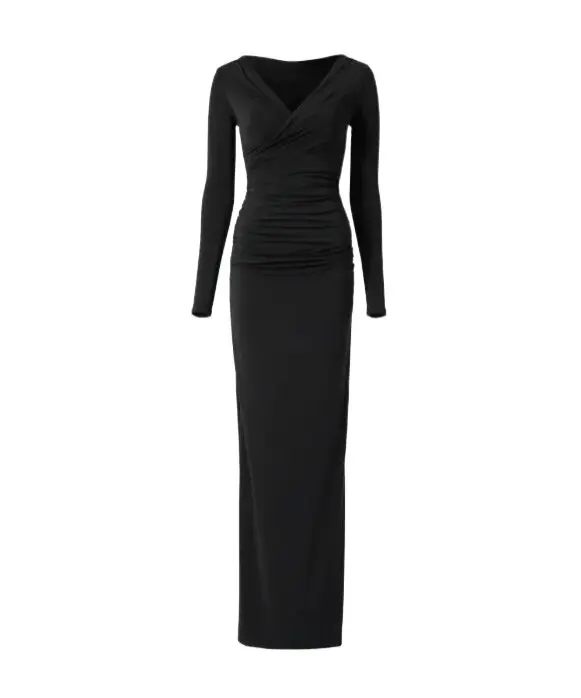 Jacquemus The Rita Long-sleeve V-neck Maxi Dress