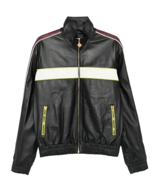 Casablanca Leather Stripe Zip Jacket