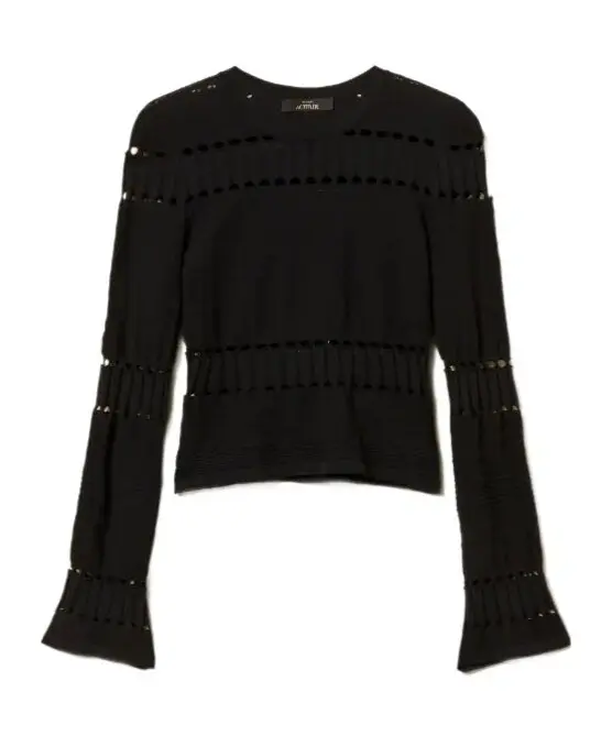 TWINSET Openwork Long Sleeve Sweater