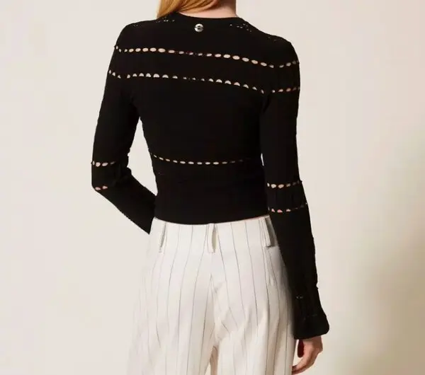 TWINSET Openwork Long Sleeve Sweater