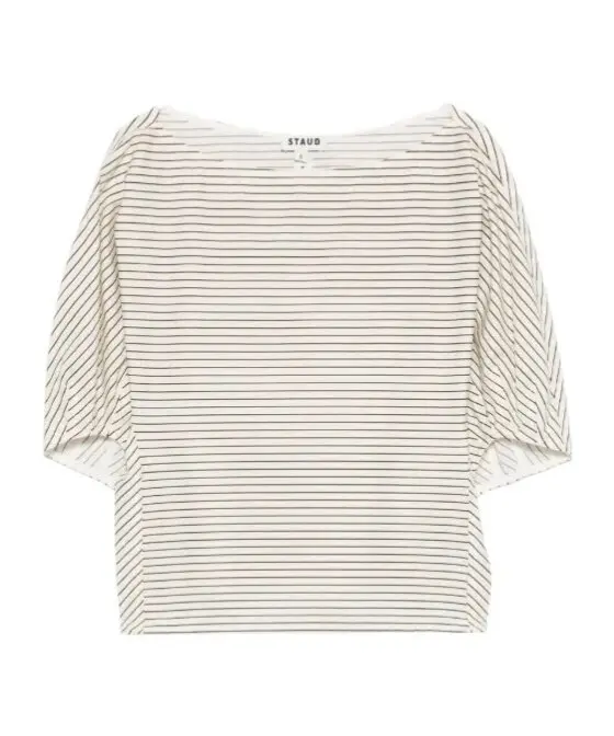 Staud Didi Striped Boatneck Top - White