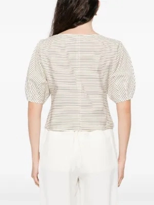Staud Didi Striped Boatneck Top - White