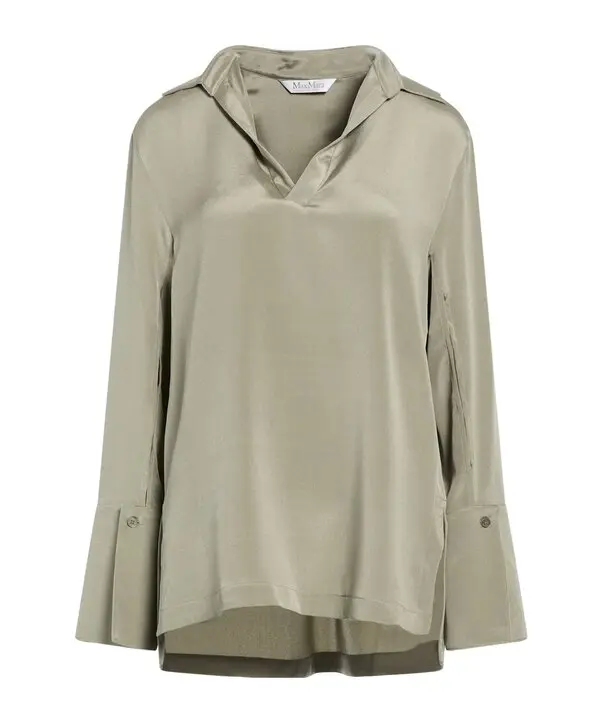 Max Mara V-neck Long Sleeve Silk Blend Top