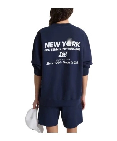 SPORTY  RICH Text-print Crew-neck Sweater