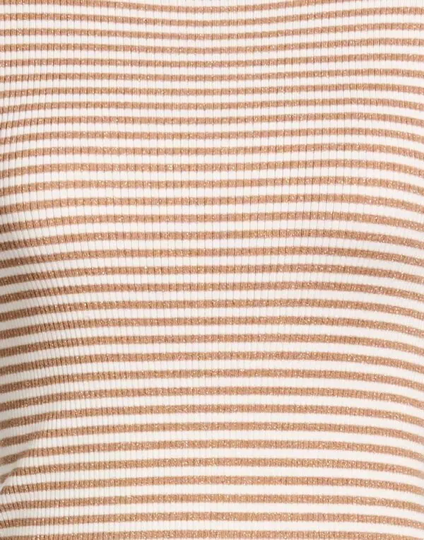 Brunello Cucinelli Striped Metallic Ribbed-knit Short-sleeve Top