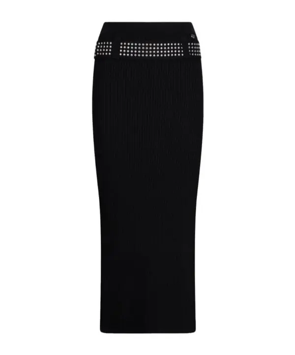 Liu Jo Studded Knit Pencil Skirt With Side Slit