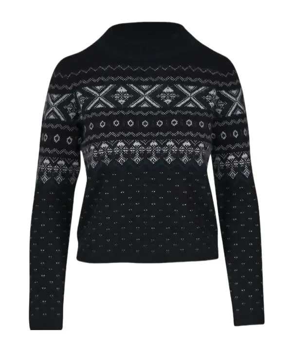 Vince Patterned Crew-neck Sweater - Black