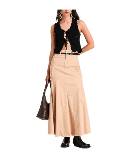 Burberry Solid Color Flared Skirt