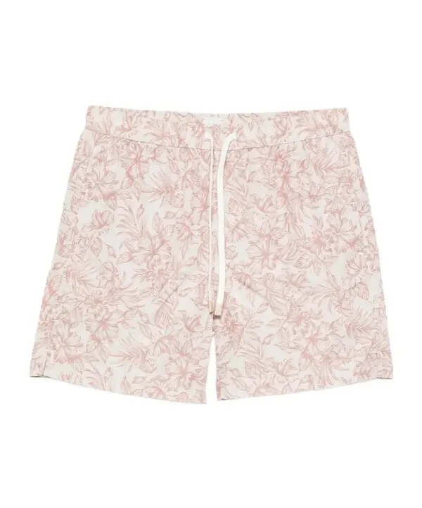 Eleventy Floral Pattern Swim Shorts - Beige/pink