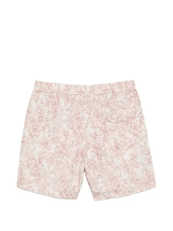 Eleventy Floral Pattern Swim Shorts - Beige/pink