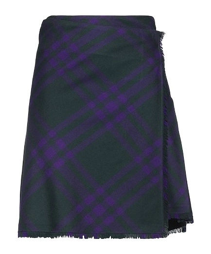 Burberry Plaid Pleated Flannel Skirt With Fringes