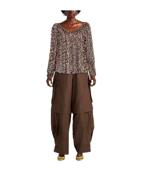 Isabel Marant Étoile Leopard Print Off-shoulder Chiffon Top