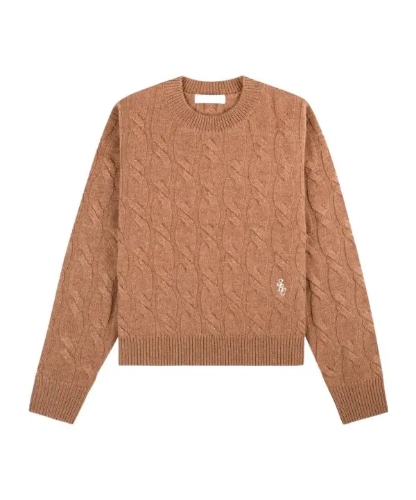 SPORTY  RICH Cable-knit Logo Sweater