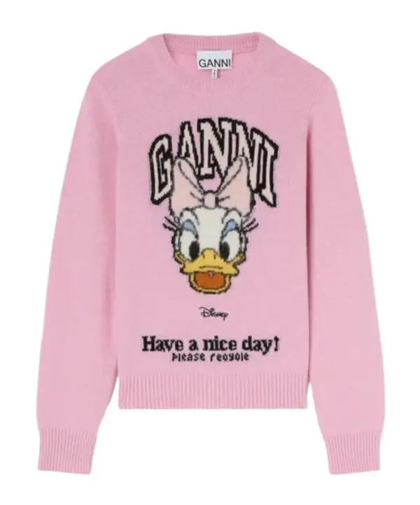 GANNI Daisy Duck Graphic Wool Jumper