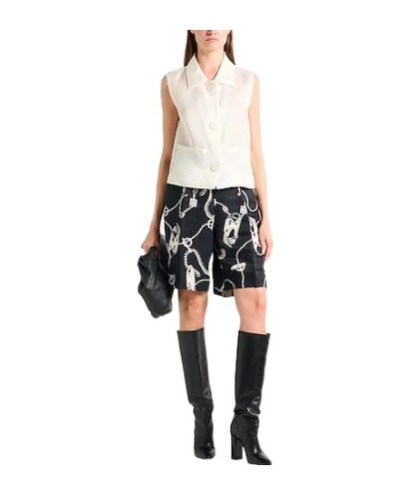 Burberry Two-tone Crepe Bermuda Shorts With Belt Loops And Pockets