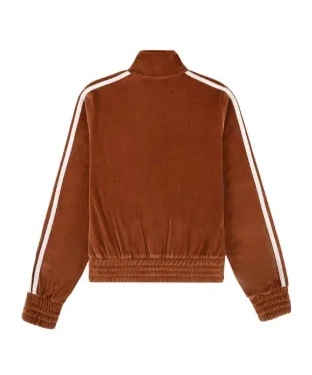 SPORTY  RICH Sporty & Rich Elio Stripe Logo-embroidered Velour Zip-up Jacket