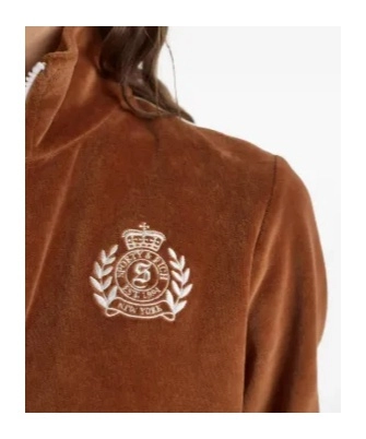 SPORTY  RICH Sporty & Rich Elio Stripe Logo-embroidered Velour Zip-up Jacket