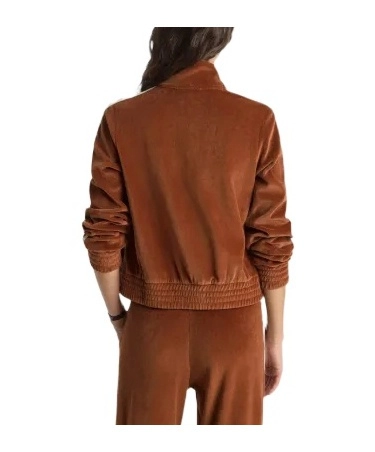 SPORTY  RICH Sporty & Rich Elio Stripe Logo-embroidered Velour Zip-up Jacket
