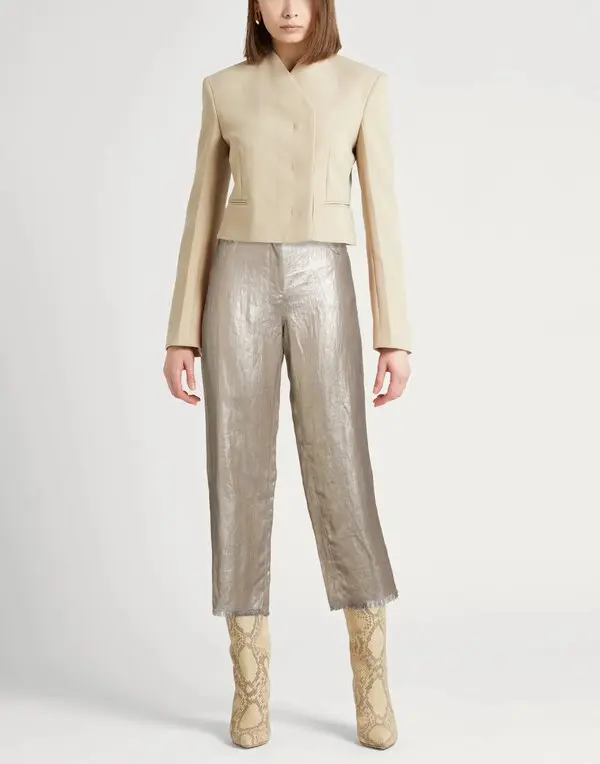 Max Mara Metallic Linen Straight-leg Trousers