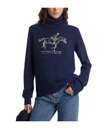 SPORTY  RICH Sporty & Rich Illustration Turtleneck Sweater
