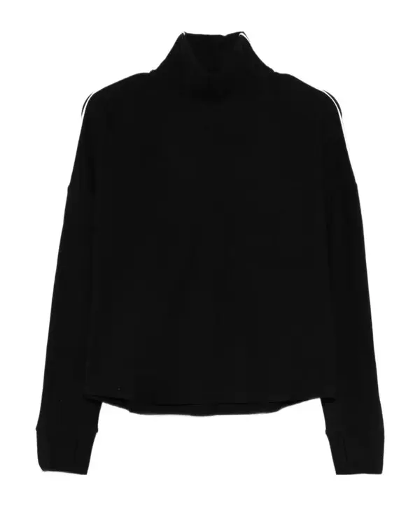 Varley High-neck Sweatshirt With Striped Sleeve Details - Black/snow White