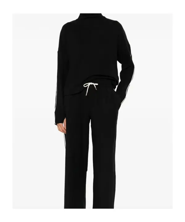Varley High-neck Sweatshirt With Striped Sleeve Details - Black/snow White