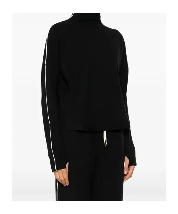 Varley High-neck Sweatshirt With Striped Sleeve Details - Black/snow White