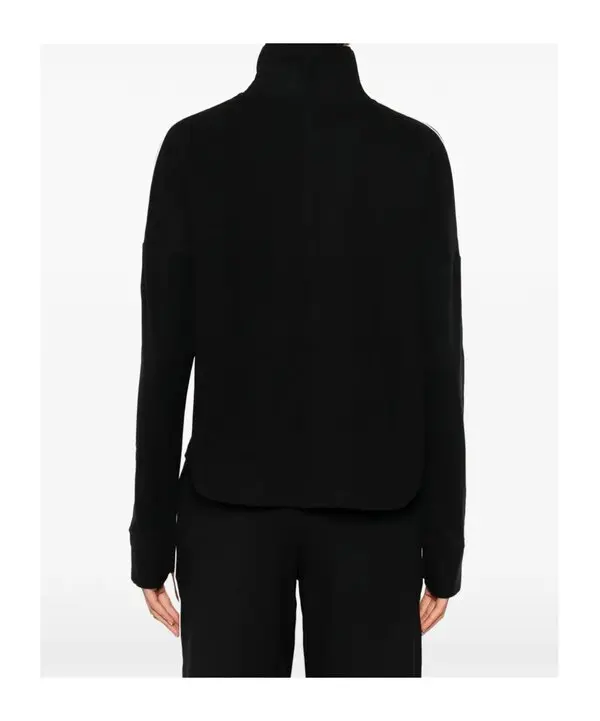 Varley High-neck Sweatshirt With Striped Sleeve Details - Black/snow White
