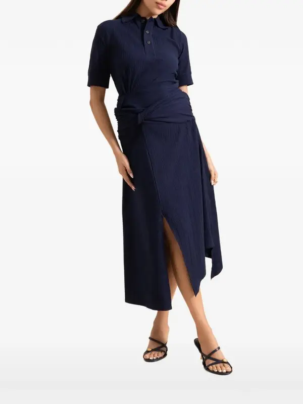 Victoria Beckham Ribbed Knit Polo Dress - Black