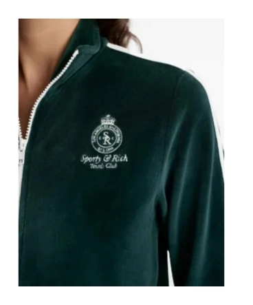 SPORTY  RICH Sporty & Rich Zip-up Striped Sweater