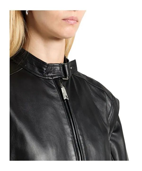 MAXCO. Solid Color Leather Jacket