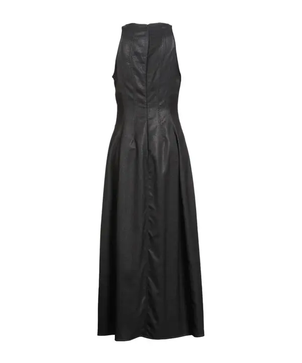 Brunello Cucinelli Metallic Crepe Round Neck Sleeveless Dress