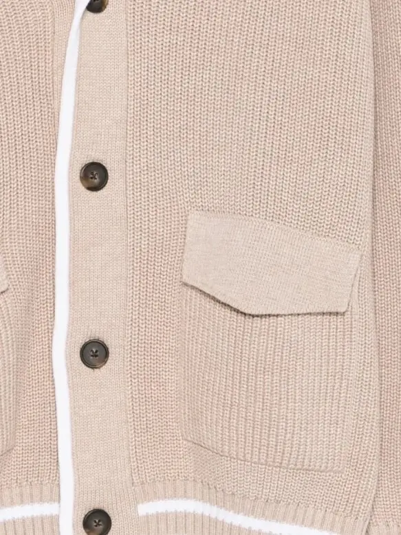 Eleventy Shawl Collar Striped Cardigan
