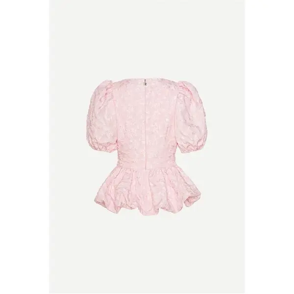 ROTATE BY BIRGER CHRISTENSEN Jacquard Puff Sleeve Top With Knot Embellishment