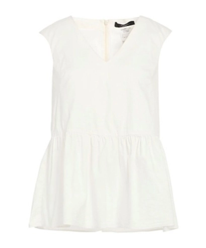 Max Mara Short Sleeved V-neck Peplum Top - White