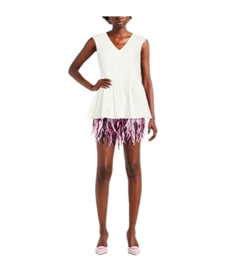 Max Mara Short Sleeved V-neck Peplum Top - White