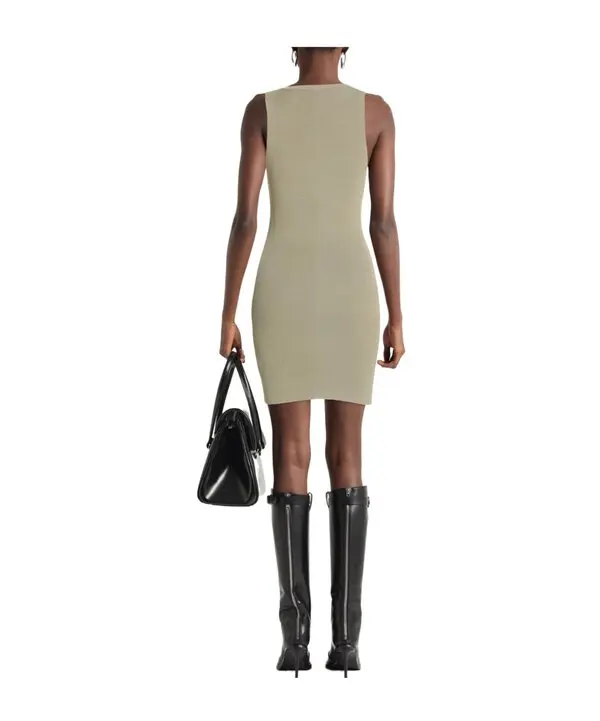 DIESEL® Ribbed-knit Sleeveless Crewneck Bodycon Dress With Appliqu