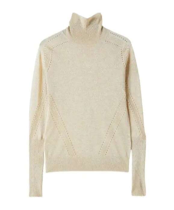 JOSEPH Leblanc Turtleneck Sweater With Pointelle Detailing - Nude
