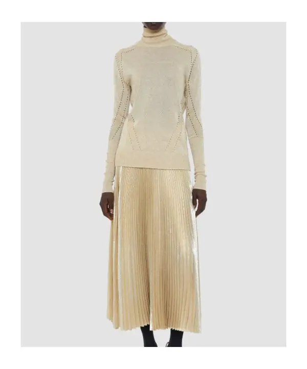 JOSEPH Leblanc Turtleneck Sweater With Pointelle Detailing - Nude