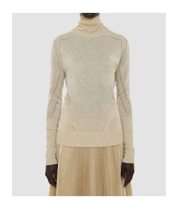JOSEPH Leblanc Turtleneck Sweater With Pointelle Detailing - Nude