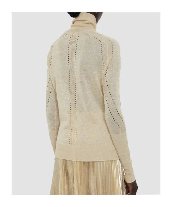 JOSEPH Leblanc Turtleneck Sweater With Pointelle Detailing - Nude