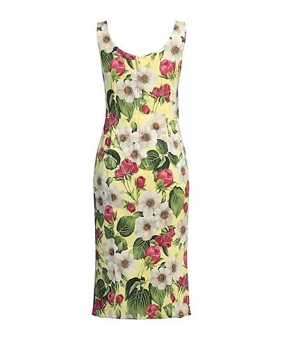 Dolce & Gabbana Floral Print Bodycon Crepe Dress