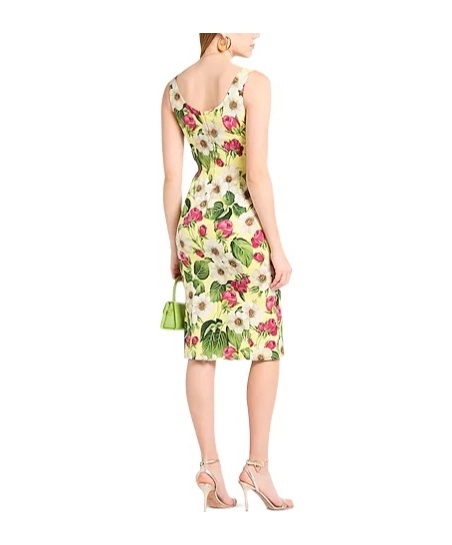Dolce & Gabbana Floral Print Bodycon Crepe Dress