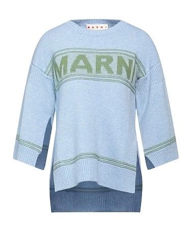 Marni Two-tone Knit Top With 3/4 Sleeves And Side Slits